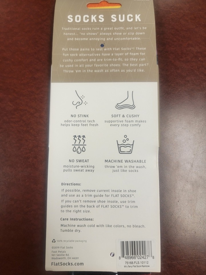 Flat Socks Sockless Shoe Liner Insert for Men/Women New Rainbow Up To ...