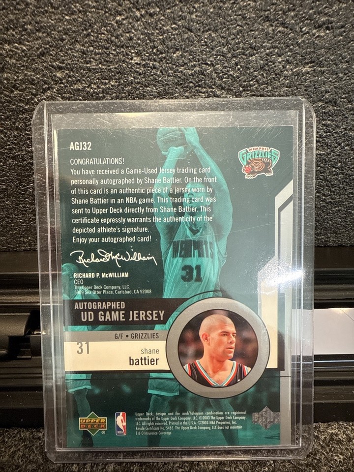 2002/03 Upper Deck Shane Battier Autograph Game Jersey SP #d /100 Duke ...
