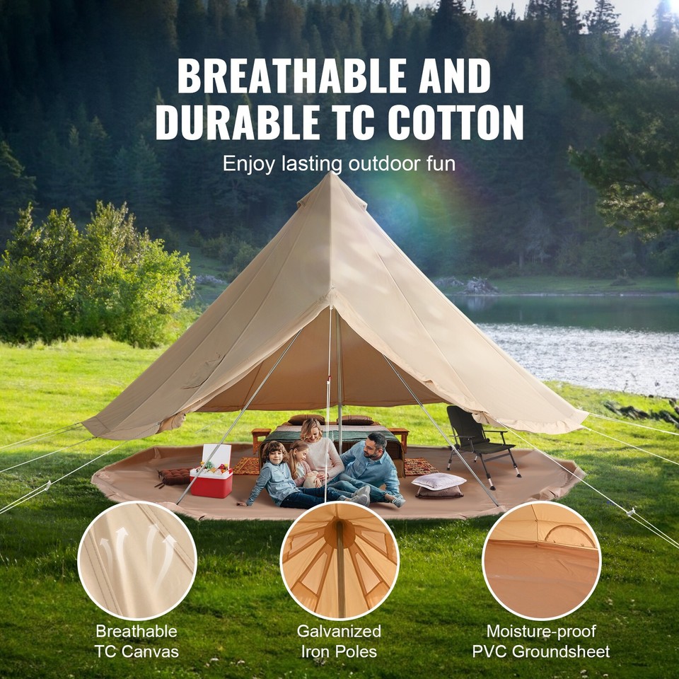 Canvas Bell Tent 3M 4M 5M 6M 7M 4-Season Camping Yurt Tent with Stove ...