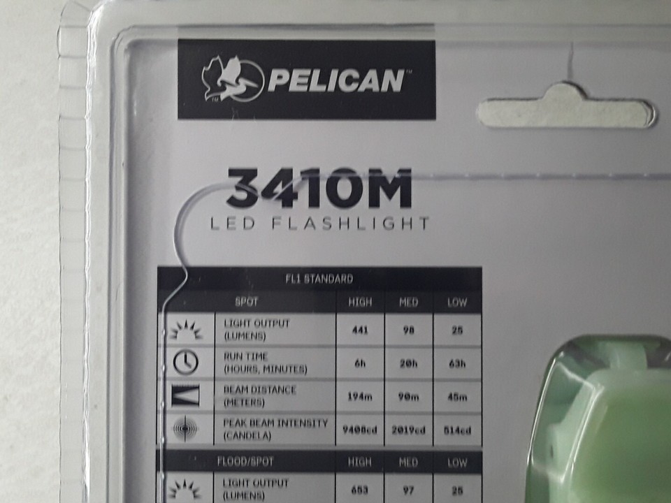 ** NEW PELICAN PRODUCTS 3410M PHOTOLUMINESCENT GITD RIGHT ANGLE LIGHT ...