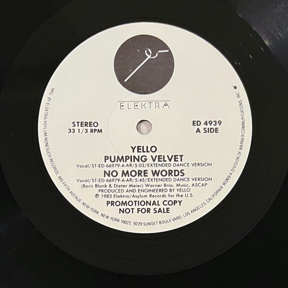 YELLO Pumping Velvet No More Words Lost Again 1983 US PROMO 12" EP ...