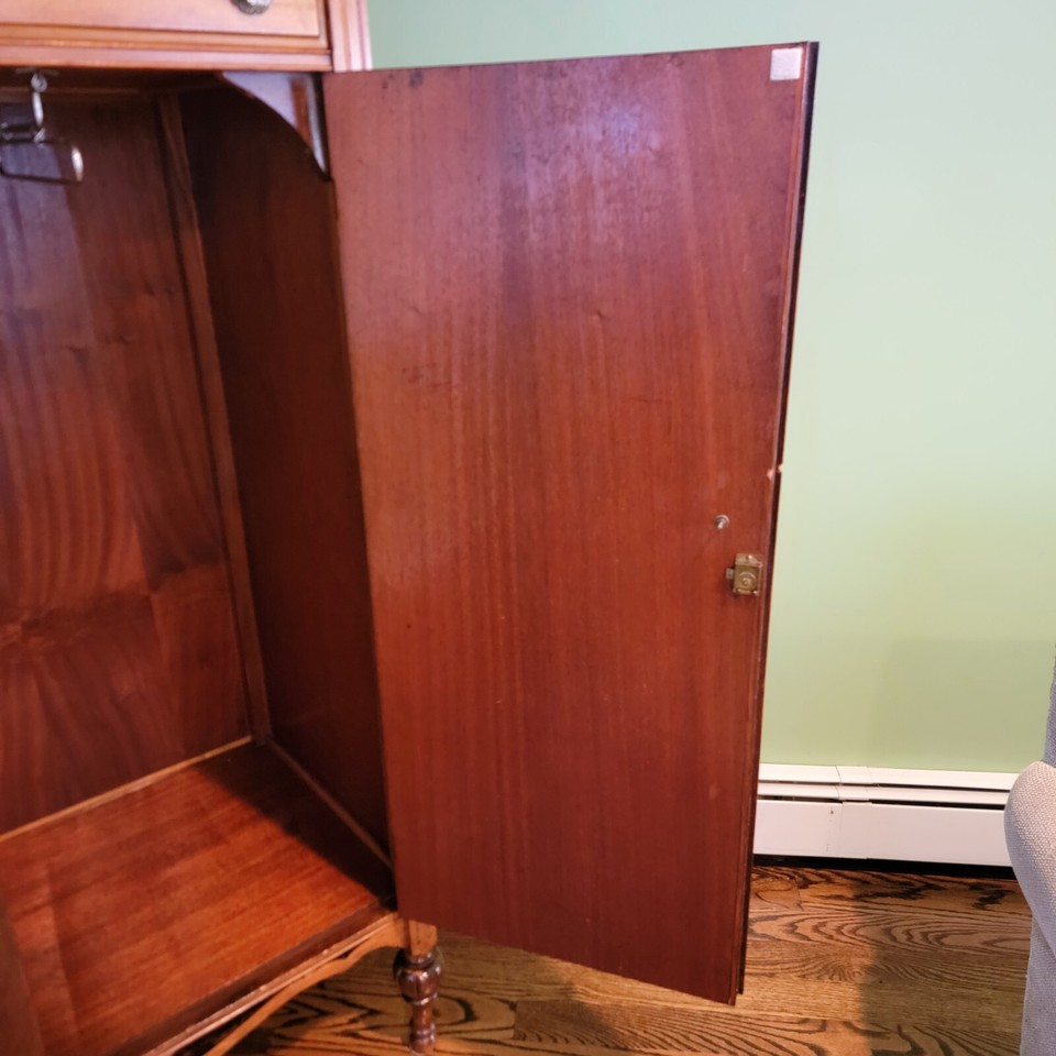 Vintage Art Deco Walnut Chifferobe Wardrobe Armoire Hall Foyer Coat ...