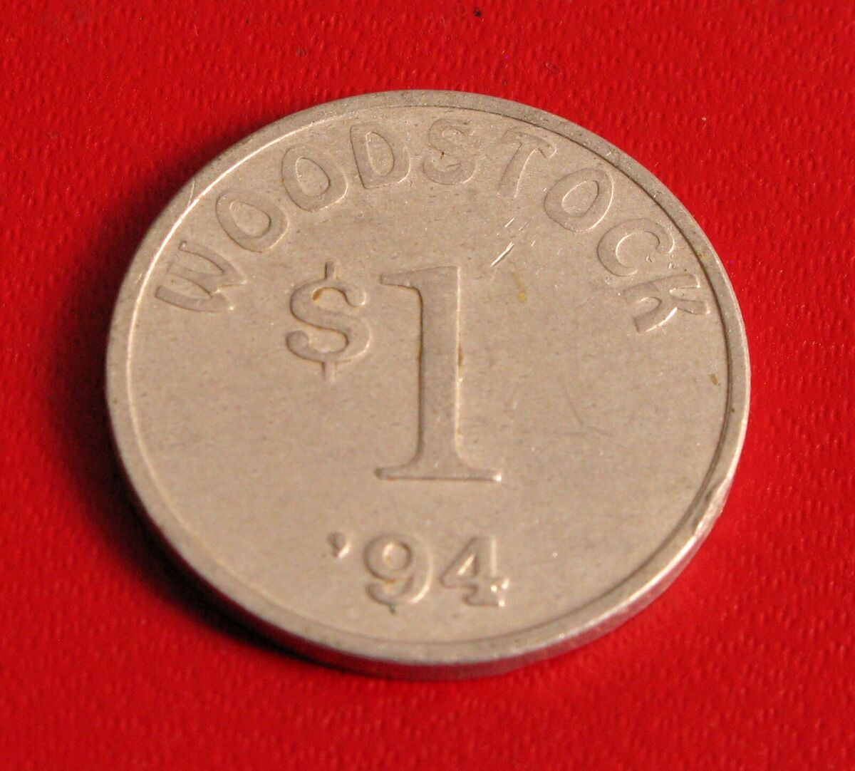 VINTAGE WOODSTOCK 1994 94 TRADE TOKEN ONE DOLLAR VALUE $1 VINTAGE WOODSTOCK 1994 94 TRADE TOKEN ONE DOLLAR VALUE $1