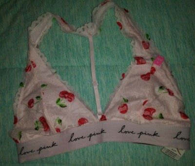 Victoria's Secret Pink Cherry Print Cherries Bralette Halter Size S ...