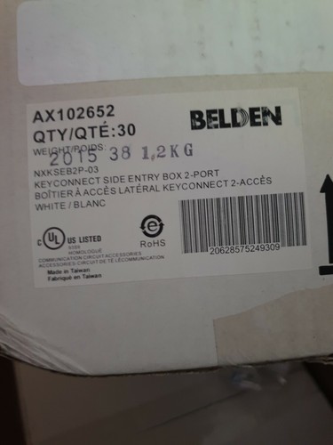 Belden AX102652 KeyConnect Side Entry Box 2-Port, White (You get 10 ...