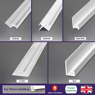 Bathroom 10mm White Trims For Shower Wall Panels Pvc Cladding 2.4m Long ...