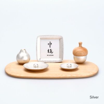 Buddhist Altar Set Silver Madoka Walnut Acrylic Ash Wood JAPAN KUON ...