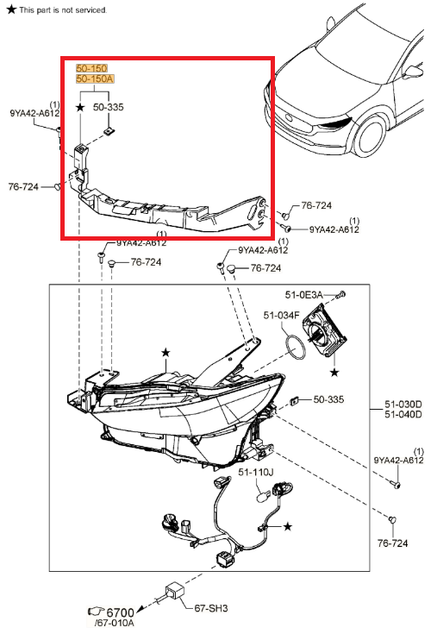 MAZDA CX-30 DM 1.8 SKYACTIV-D Right Headlight Bracket Mount DFR550150D ...