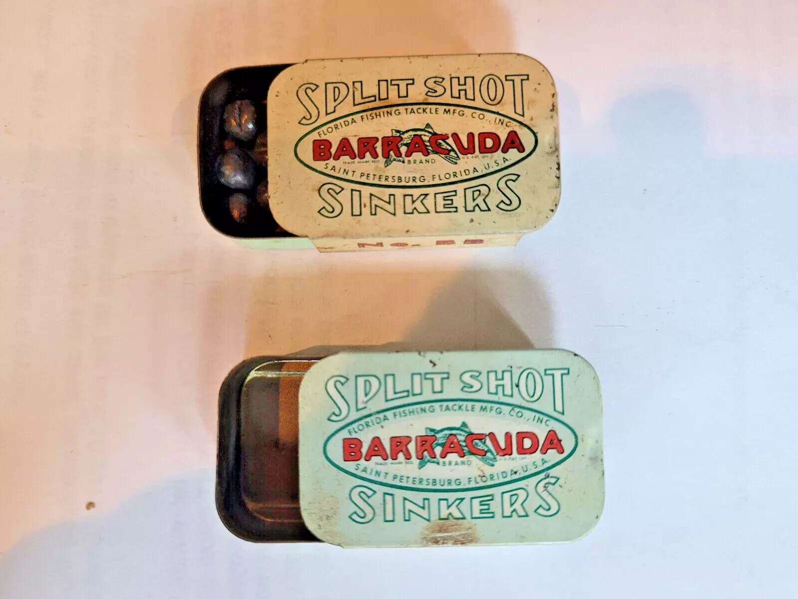 Vintage Metal Ideal Split Shot Tins, Pflueger, Ideal, Barracuda, MORE, AND LUBE | eBay