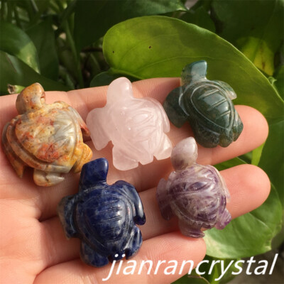 5pcs Mix Natural Quartz Tortoise Carved Mini Quartz Crystal Skull Reiki ...