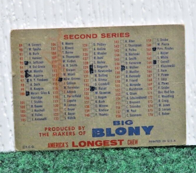 1957 Topps Baseball - 1st & 2nd Series Checklist - Marked in Crayon ...