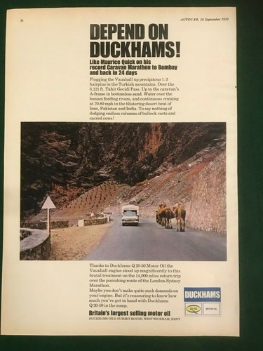 DUCKHAMS OIL CARAVAN BOMBAY GECIDI PASS 70 A4 POSTER ADVERT READY FRAME ...