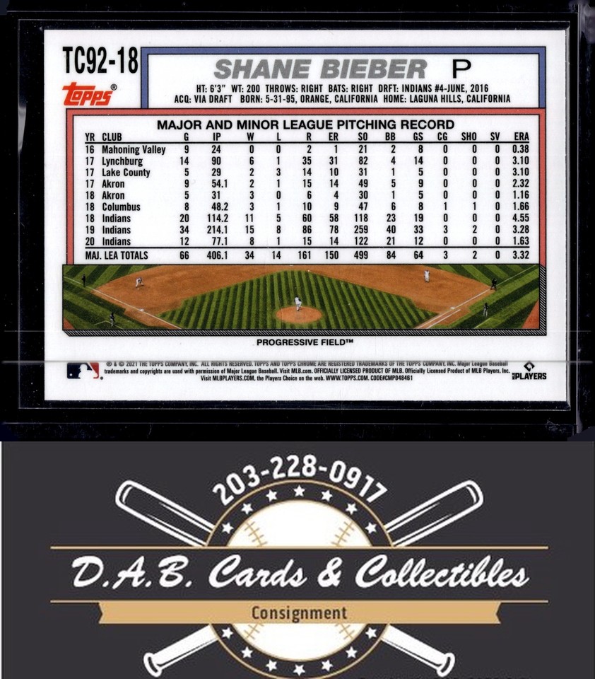 2021 Topps Update #TC92-18 Shane Bieber 1992 Topps Redux Chrome Indians | eBay