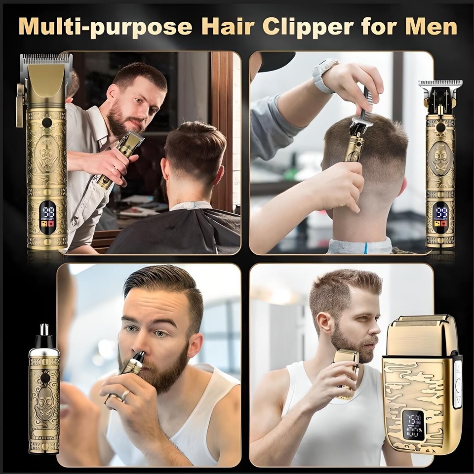 Hair Clipper men Trimmer Cordless Haircut metal body Grooming Kit T ...
