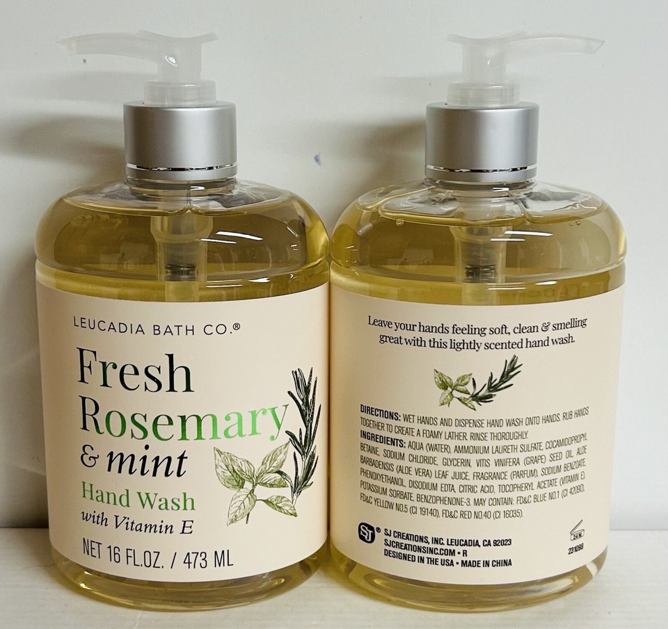 2-Pack Leucadia Bath ~ Fresh Rosemary & Mint Hand Wash with Vitamin E ...