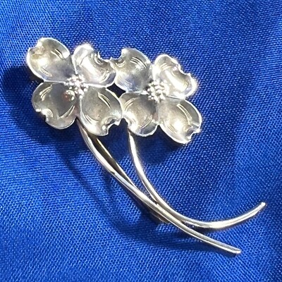 Vintage Dogwood 1 3/4" x 1 1/8" Primrose Flower Sterling Silver 0.925 ...