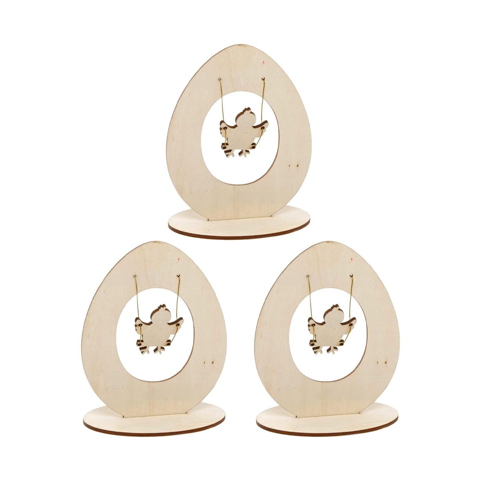 3 Pieces Unfinished Egg Table Sign Easter Egg Wood Slices for Desktop ...