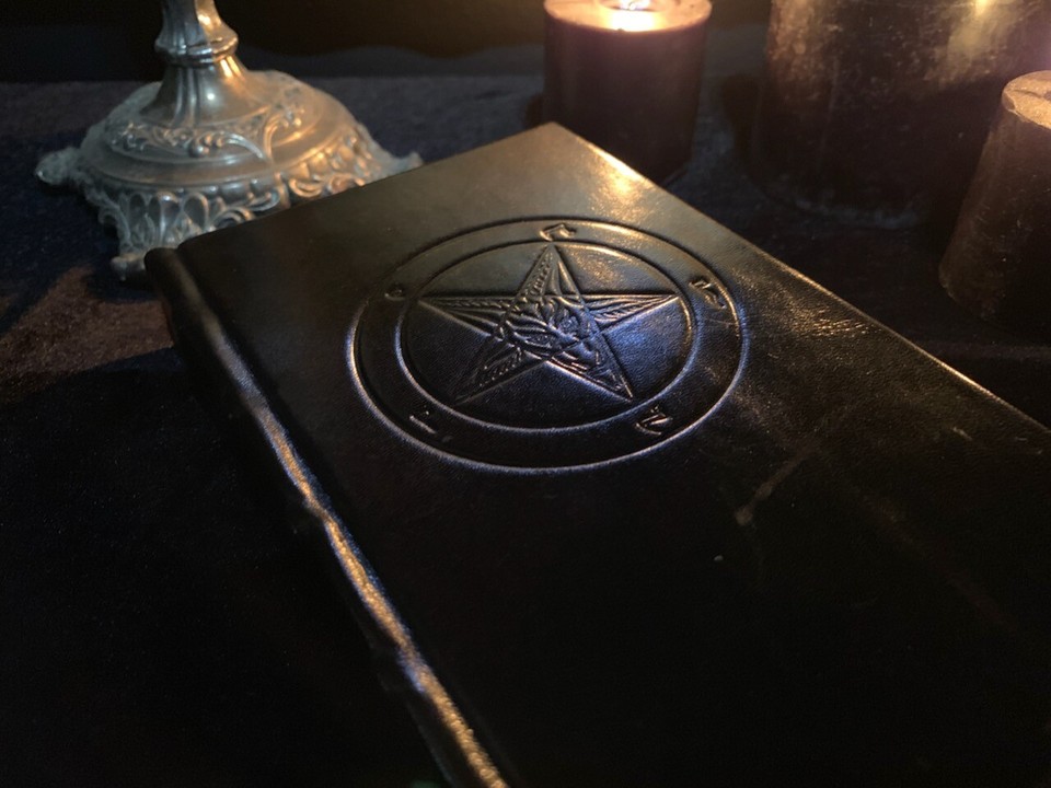 Leather Bound Hardcover "The Satanic Bible" by Anton LaVey Black Magic ...