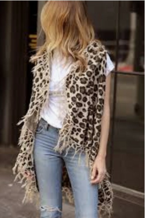 LeRumi Fringe Cardigan Leopard Cape Sweater Boho-NWT | eBay