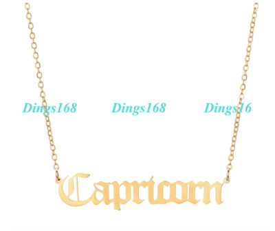 Capricorn- Solid 18K Yellow Gold Filled Cursive Zodiac Font Script Name ...