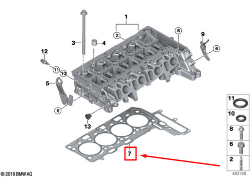 NEW BMW X1 F48 ENGINE CYLINDER HEAD GASKET 8513701 11128513701 ORIGINAL ...