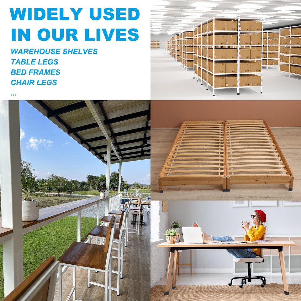 L Shape Leg Pads 1.4" x 1.4", Furniture Leg Cover Protectors Black ...