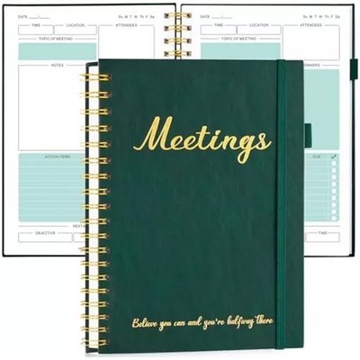 Hardcover Meeting Notebook Note Taking Book for Work with Action Items ...