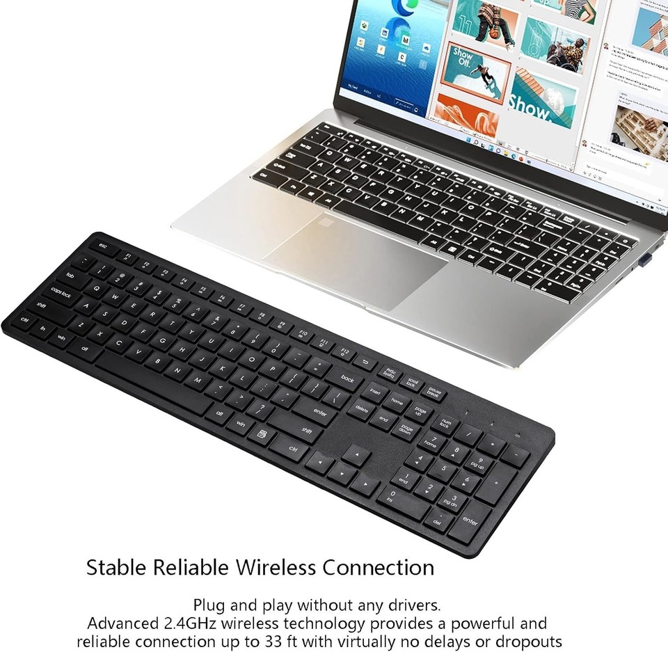 Wireless Keyboard, 2.4G USB External Silent Cordless Keyboard for ...