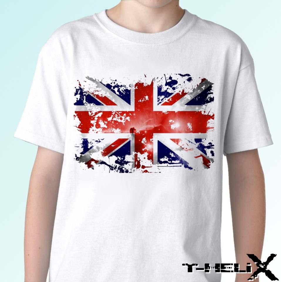 Great Britain flag - white t shirt top GB England design - mens womens ...