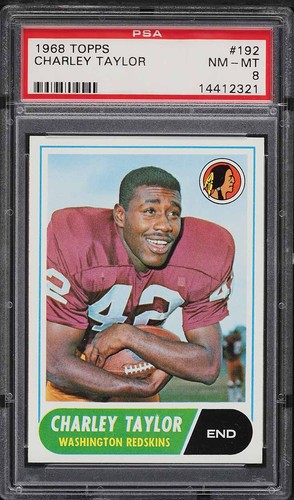 1968 Topps FB Card #192 Charley Taylor Washington Redskins HOF PSA 8 NM ...
