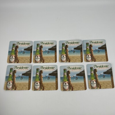 PRESIDENTE - Imported Beer 8 Square Coasters - Coast Beach Scene Ocean ...