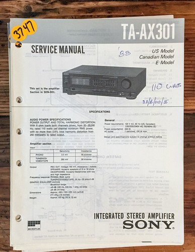 Sony TA-AX301 Amplifier Service Manual *Original* | eBay