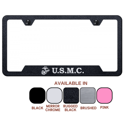 Usmc License Plate Frame Marine Corps Veteran American Flag Aluminum
