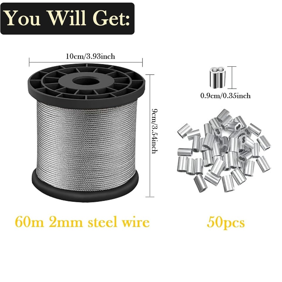 [60M] 2mm Garden Wire for Climbing Plants, Clothes line, Curtain ...