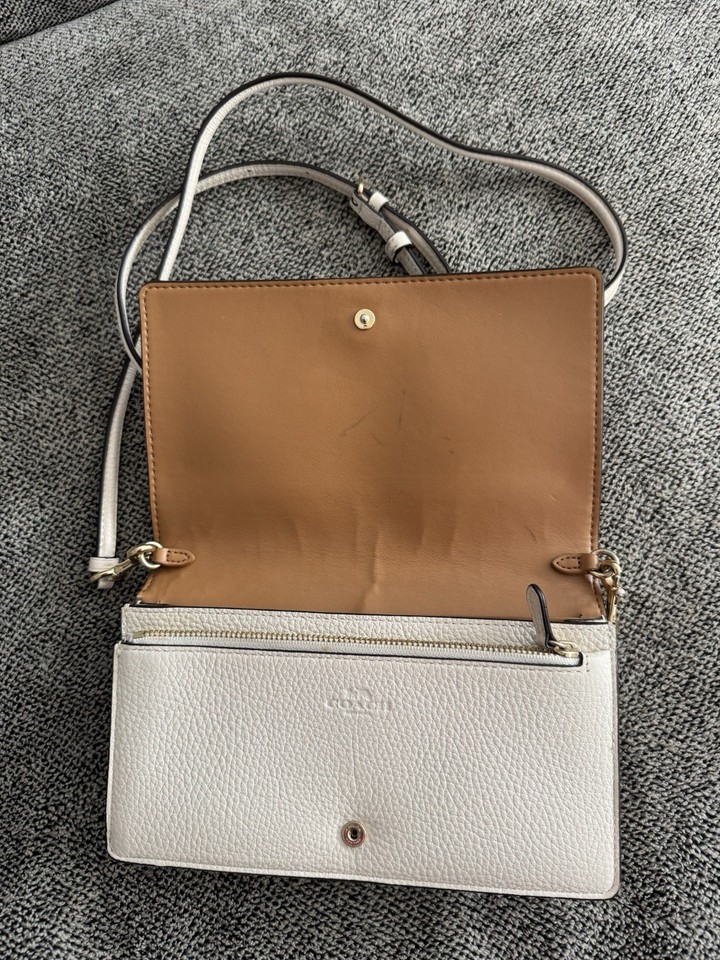 Coach Pepple Leather CHALK Crossbody Handbag LTR FOVER XBDY - Great ...