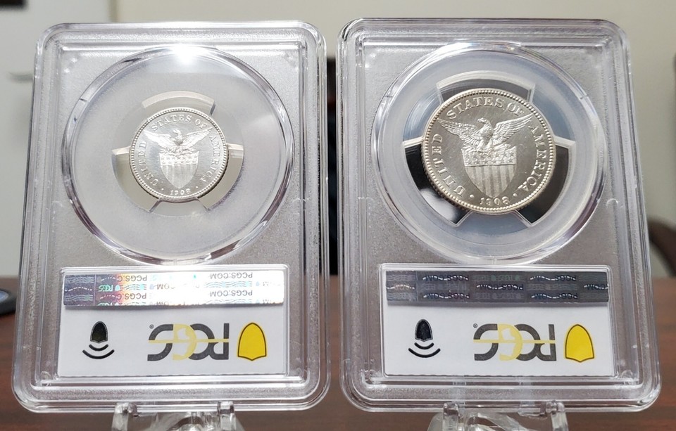 RARE 1908 USA Philippines 7 Coin Proof Set PCGS CERTIFIED & Rainbow ...