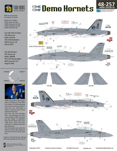 TB48257 Two Bobs Decals 1:48 McDonnell-Douglas F/A-18C - F/A-18F Demo ...
