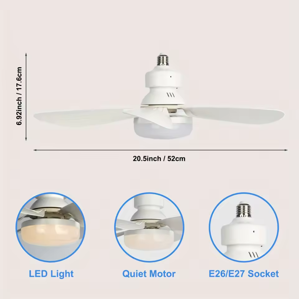 LED Ceiling Fan Light Edison Bayonet Socket Adapter Fitting With Remote ...