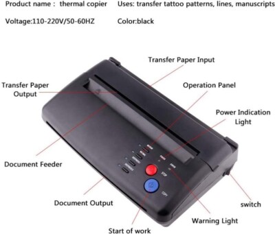 Tattoo Thermal Stencil Maker Tattoo Transfer Copier Printer Machine A4 ...
