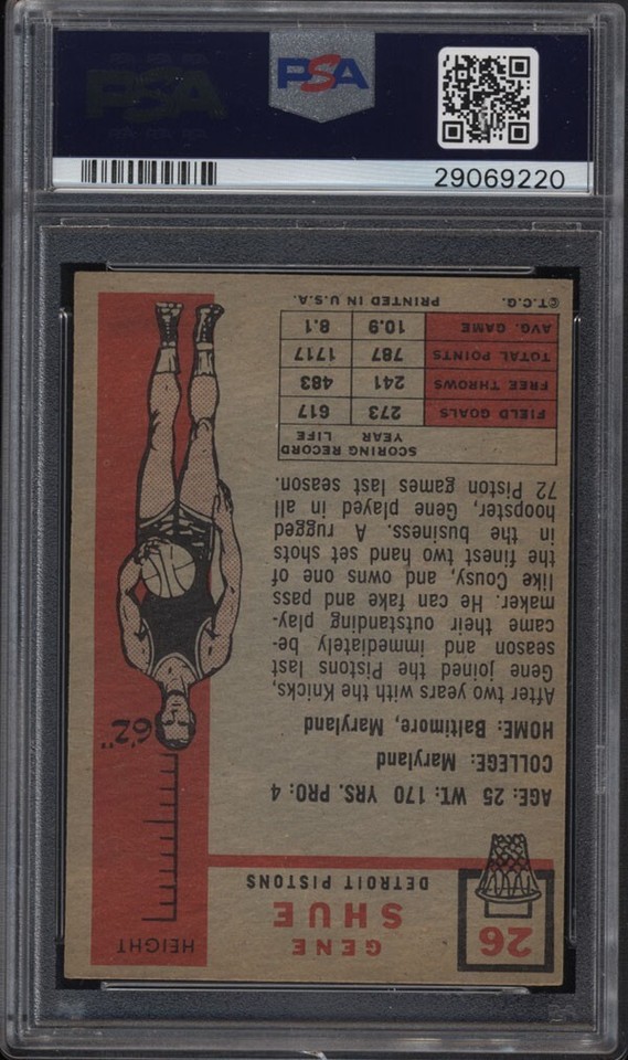 1957 Topps #26 Gene Shue PSA 7 B1-161 | eBay