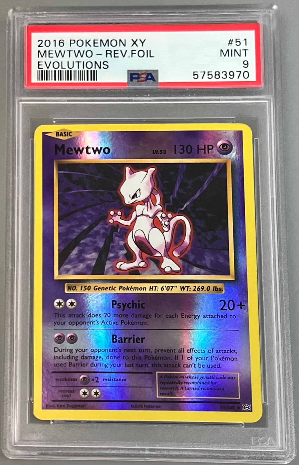 2016 Pokemon XY Evolutions # 51 Mewtwo Reverse Holo Foil MINT PSA 9 | eBay