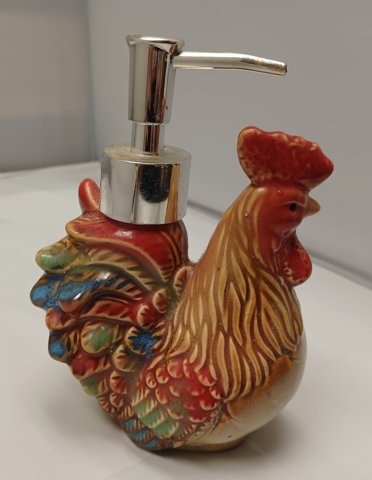 Rooster Lotion/Soap Pump Bottle Ceramic Figurine 5", Pump 6" (VG) | eBay