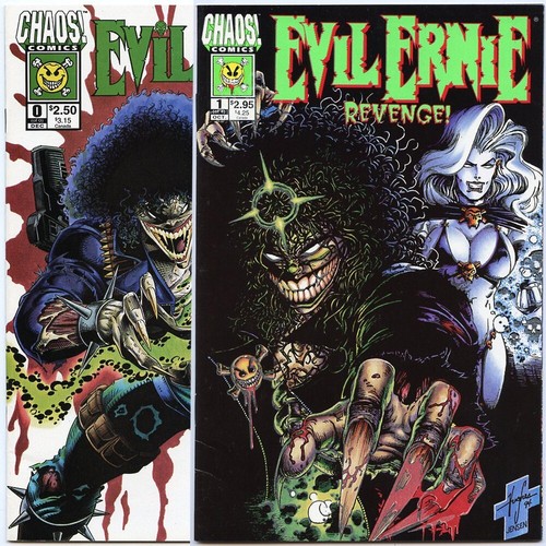 Evil Ernie Revenge #1 & New Year's Evil #0 (CHAOS COMICS 1993-94) Glow ...