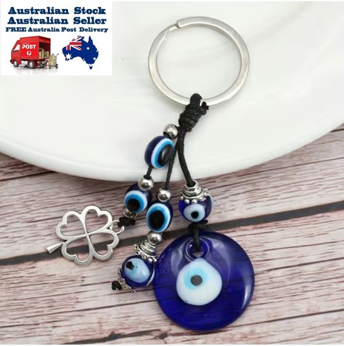 Evil Eye Keychain Greek Turkish Blue Glass Key Ring Keyring | eBay