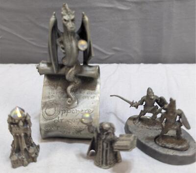 1980's Superior Fantasy Pewter Miniature Figurines Dragon Wizard Ray ...