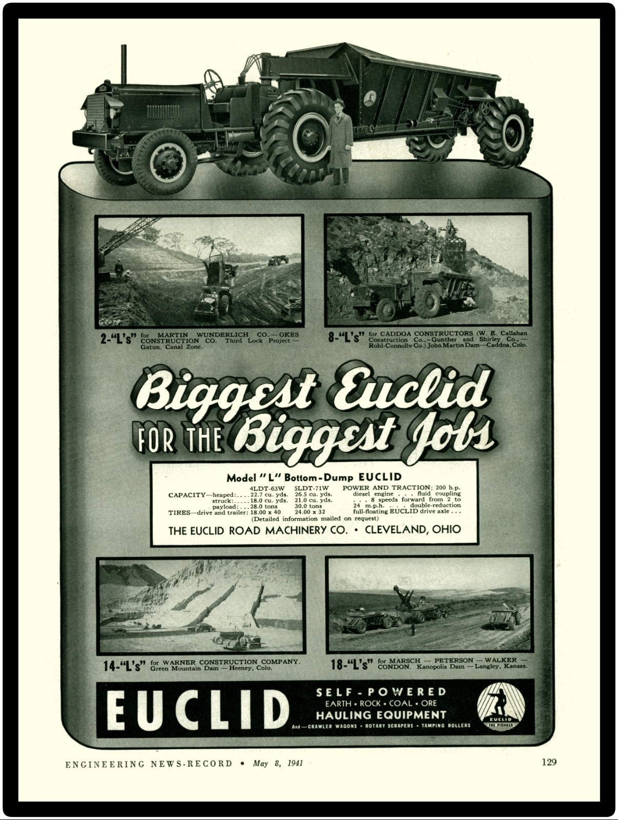 Euclid 1941 Model L Bottom Dump Heavy Truck 9 x 12 Repro Aluminum Sign ...
