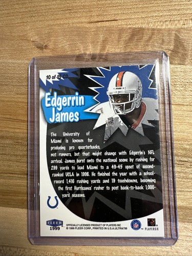 1999 ULTRA CAUGHT IN THE DRAFT EDGERRIN JAMES ROOKIE FOOTBALL CARD | eBay