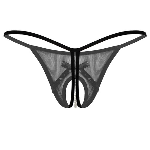 Womens Sheer Mesh Panties Open Crotch Pearl Massage Bikini Thong G String Briefs Ebay