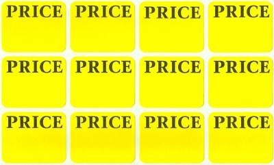 300 PRICE LABELS ReMoVaBLE Adhesive Yellow Price Tag STICKERs Label ...