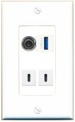 [4 Ports] 3-5MM USB-3 2 USBC Wall Plate DecorZ White | eBay